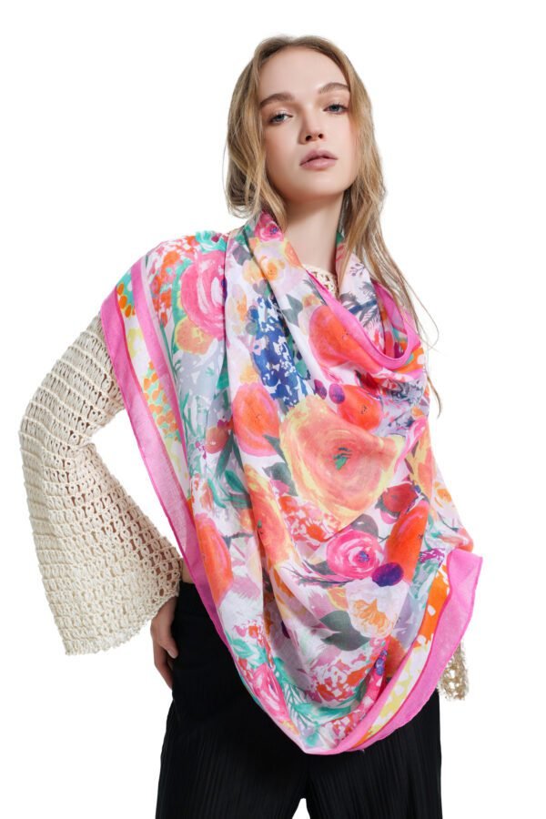 Summer Scarf With Its Radiant Watercolor Florals