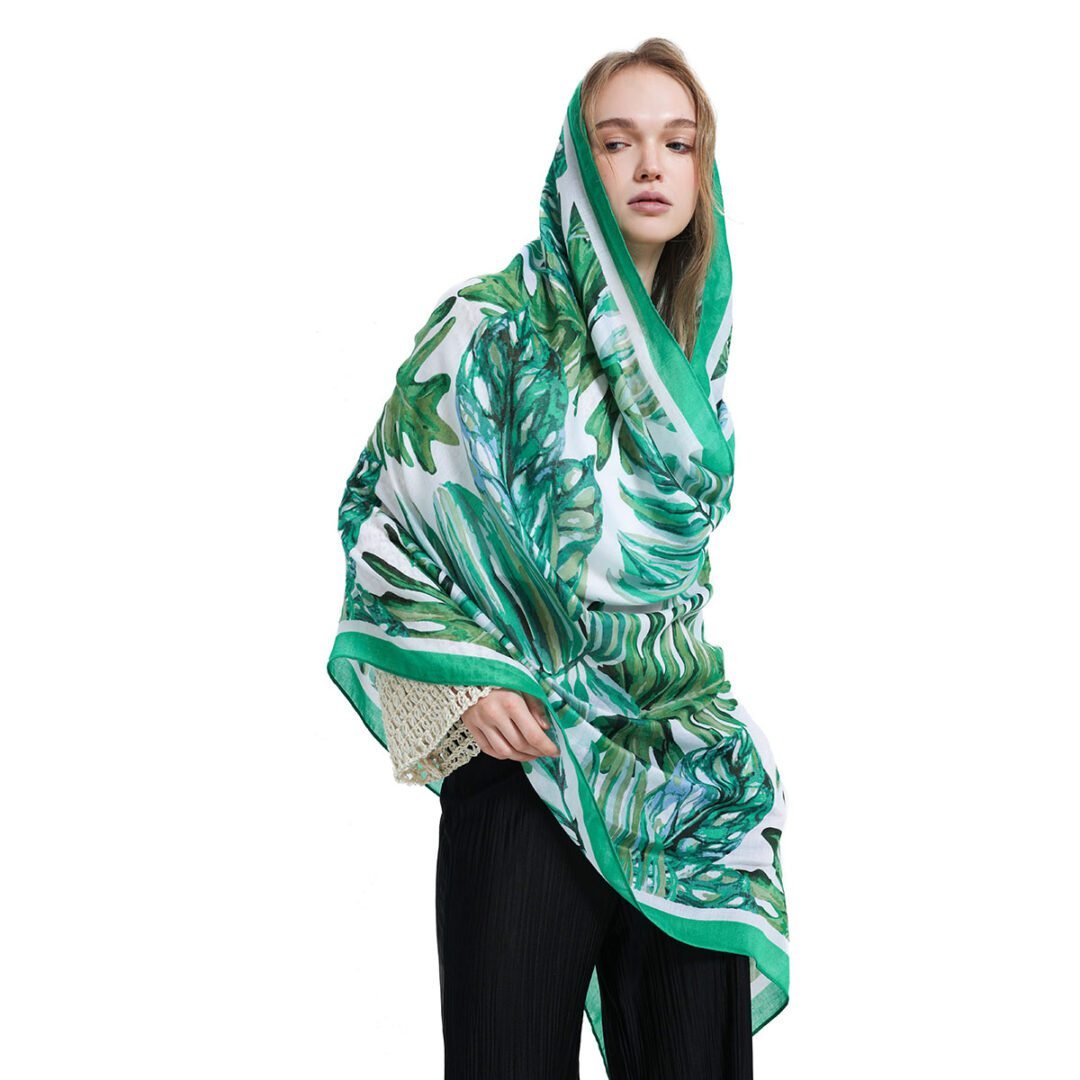 Serenity Of Nature With Exquisitely Green Scarf